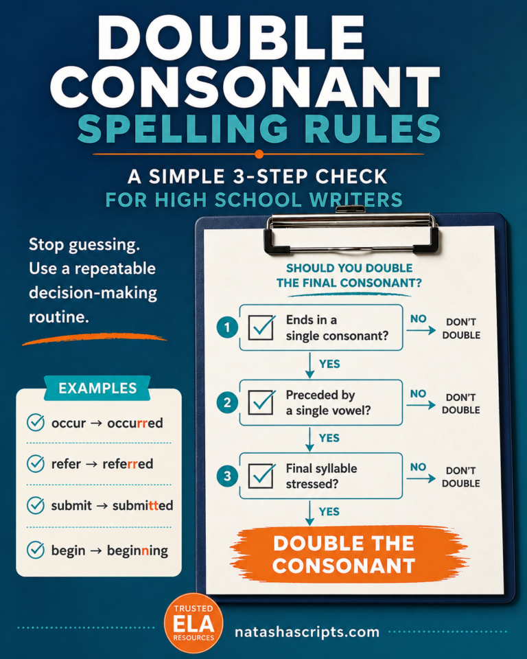 Double Consonant Spelling Rules for High School: A Repeatable Decision ...